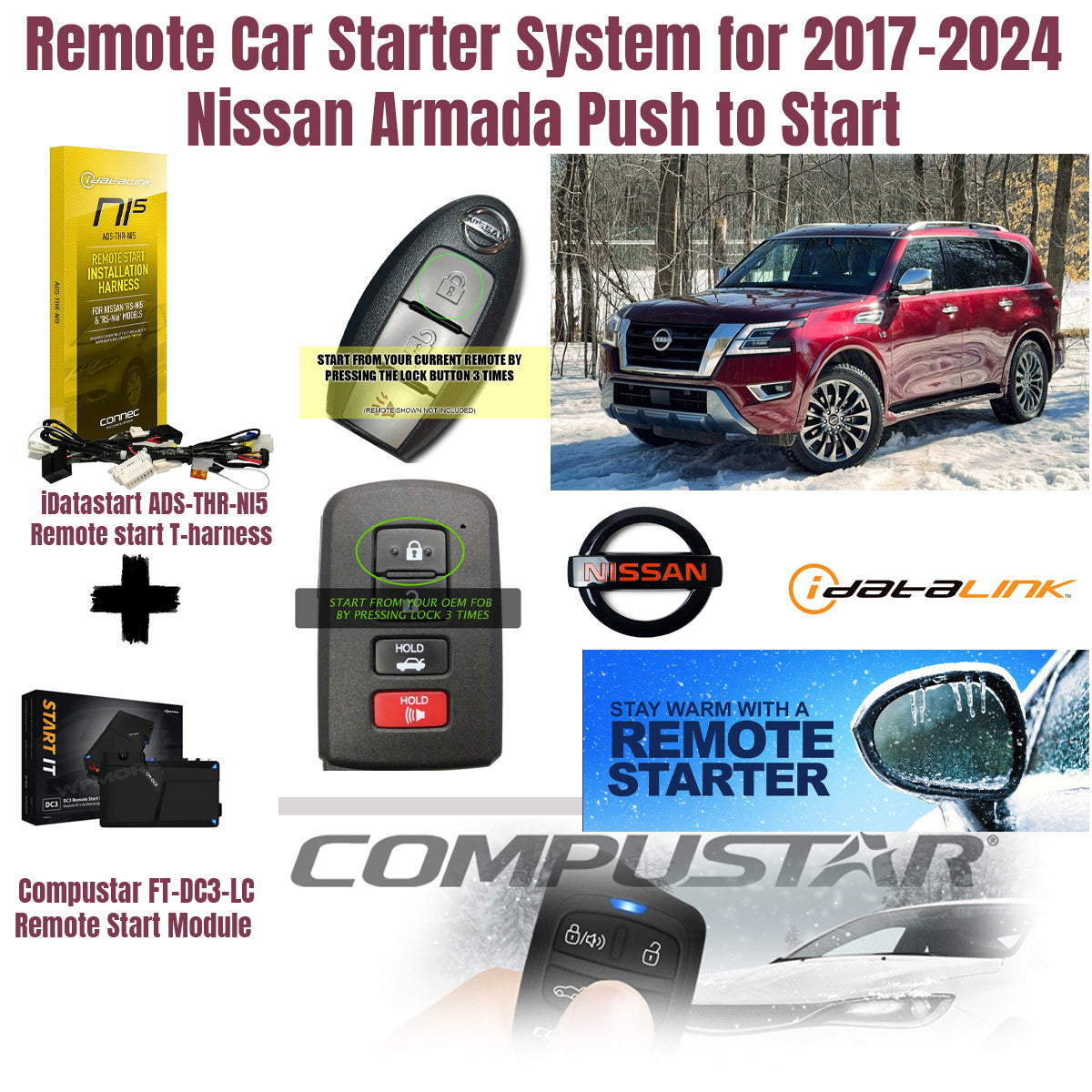 Remote Car Starter System for 2017–2024 Nissan Armada Push to Start ...