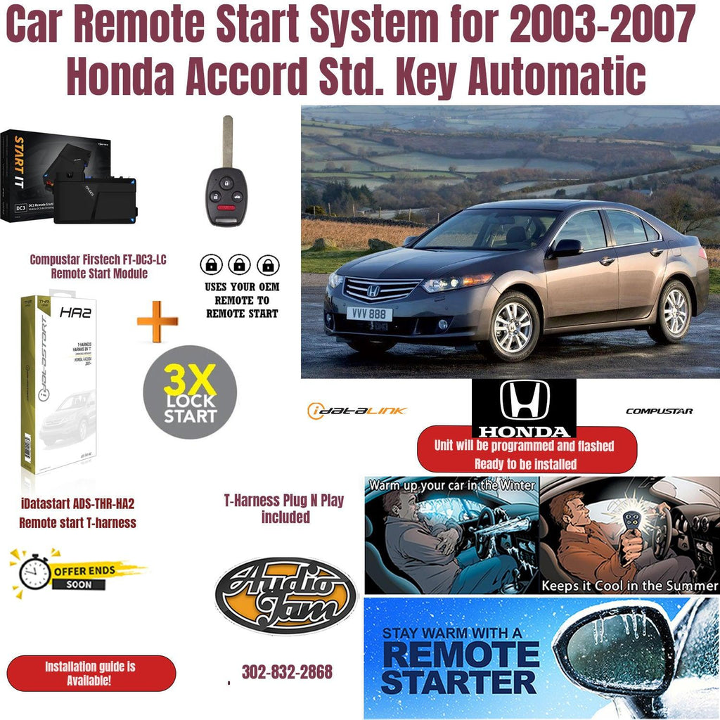 Remote Start System for 2003 2007 Honda Accord Standard Key Models Audio Jam Inc